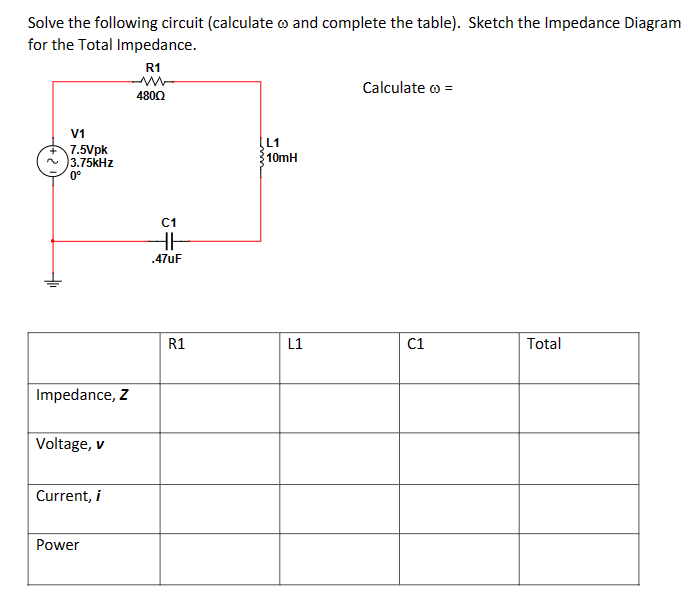 Solved Solve the following circuit (calculate ω ﻿and | Chegg.com