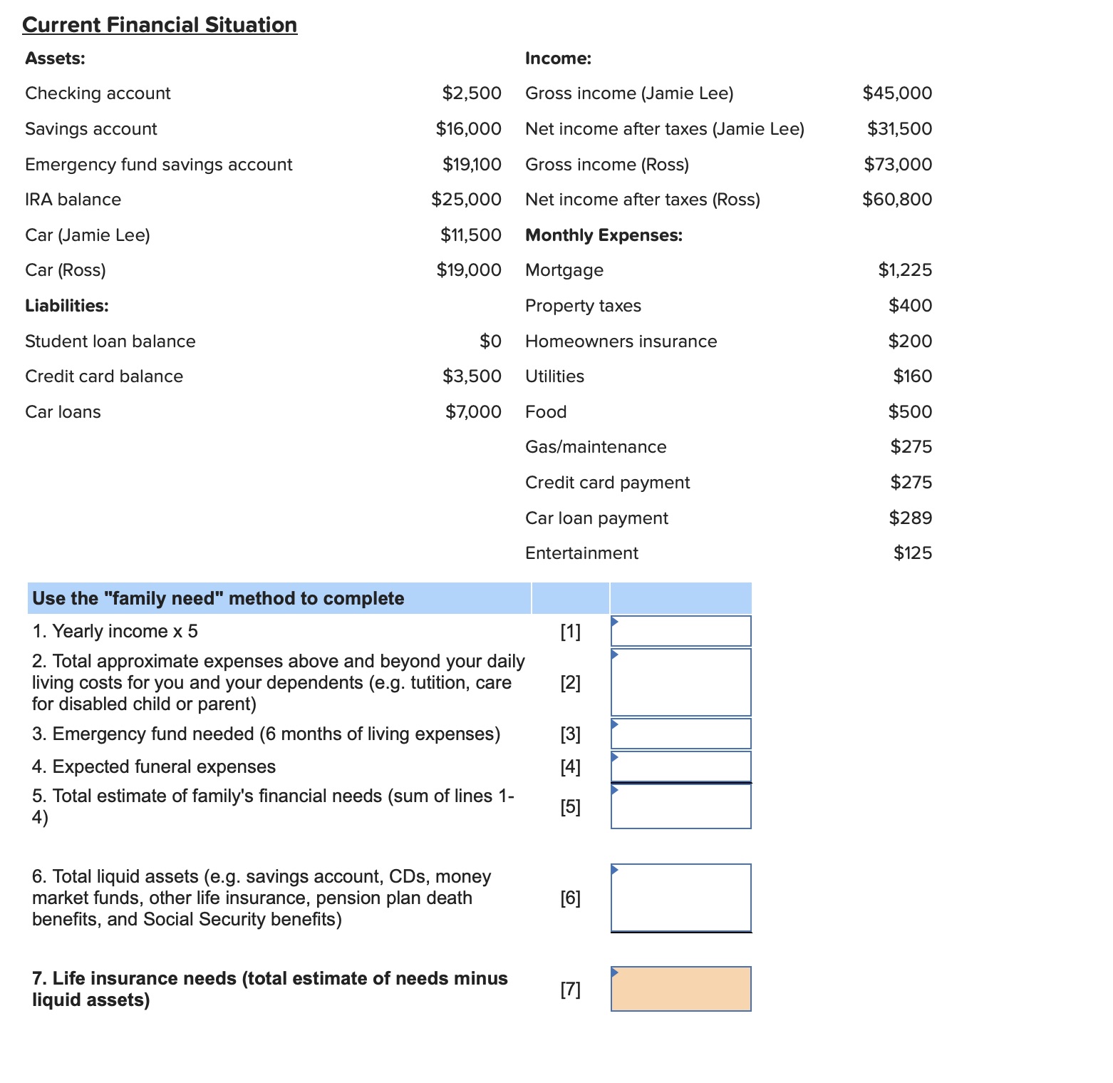 Solved Continuing Case 53. Life Insurance Needs Surprise! | Chegg.com