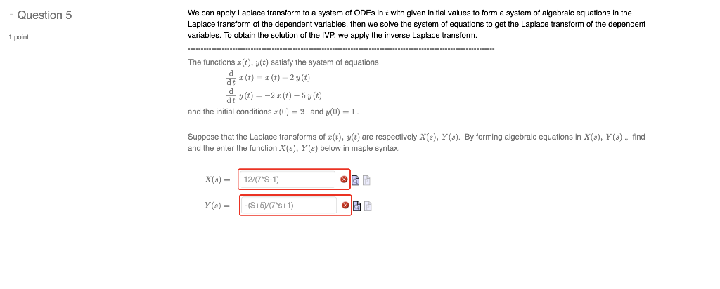 Solved We Can Apply Laplace Transform To A System Of Odes In