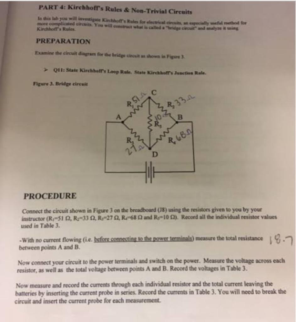 Solved PART 4: Kirchhoff's Rules & Non-Trivial Circuits to | Chegg.com