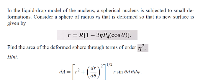 Solved In the liquid-drop model of the nucleus, a spherical | Chegg.com