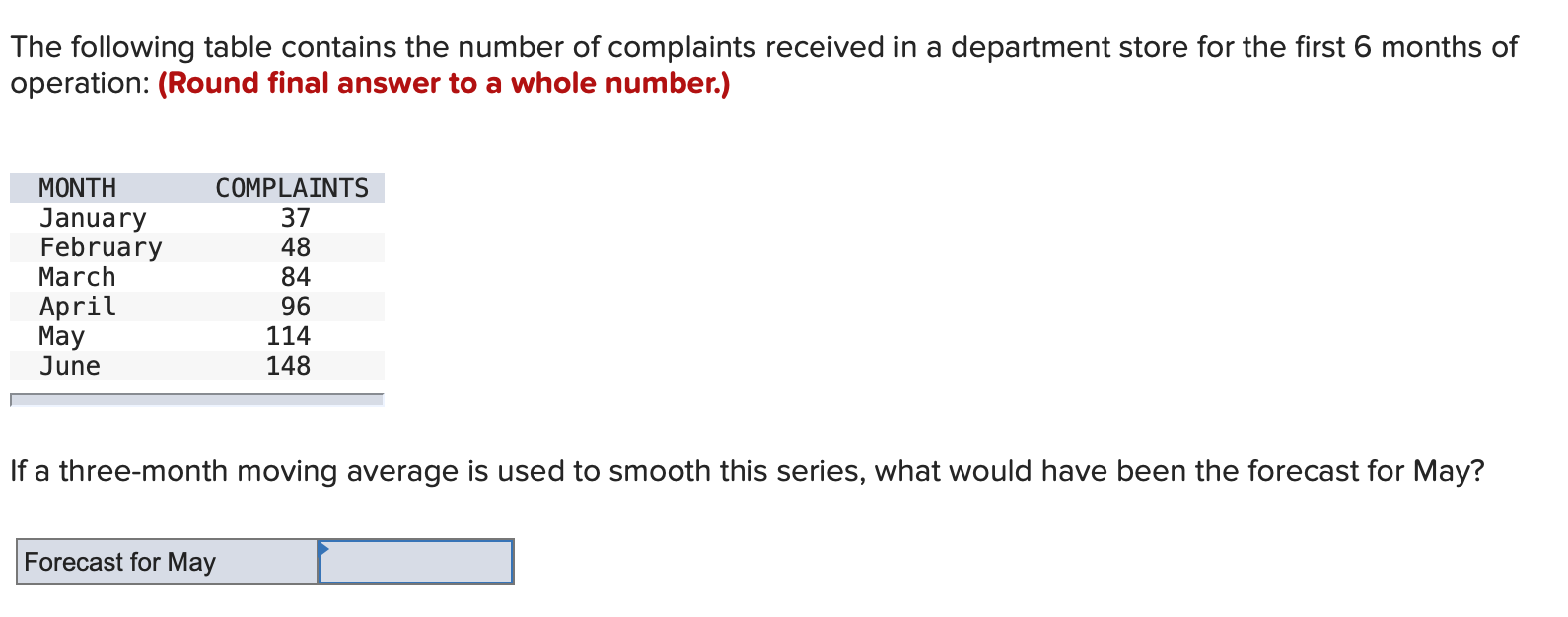 Solved The following table contains the number of complaints | Chegg.com
