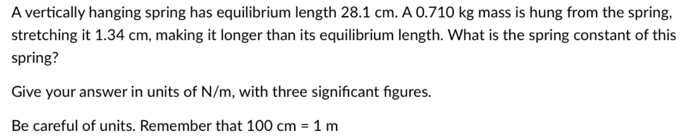 Solved A vertically hanging spring has equilibrium length | Chegg.com