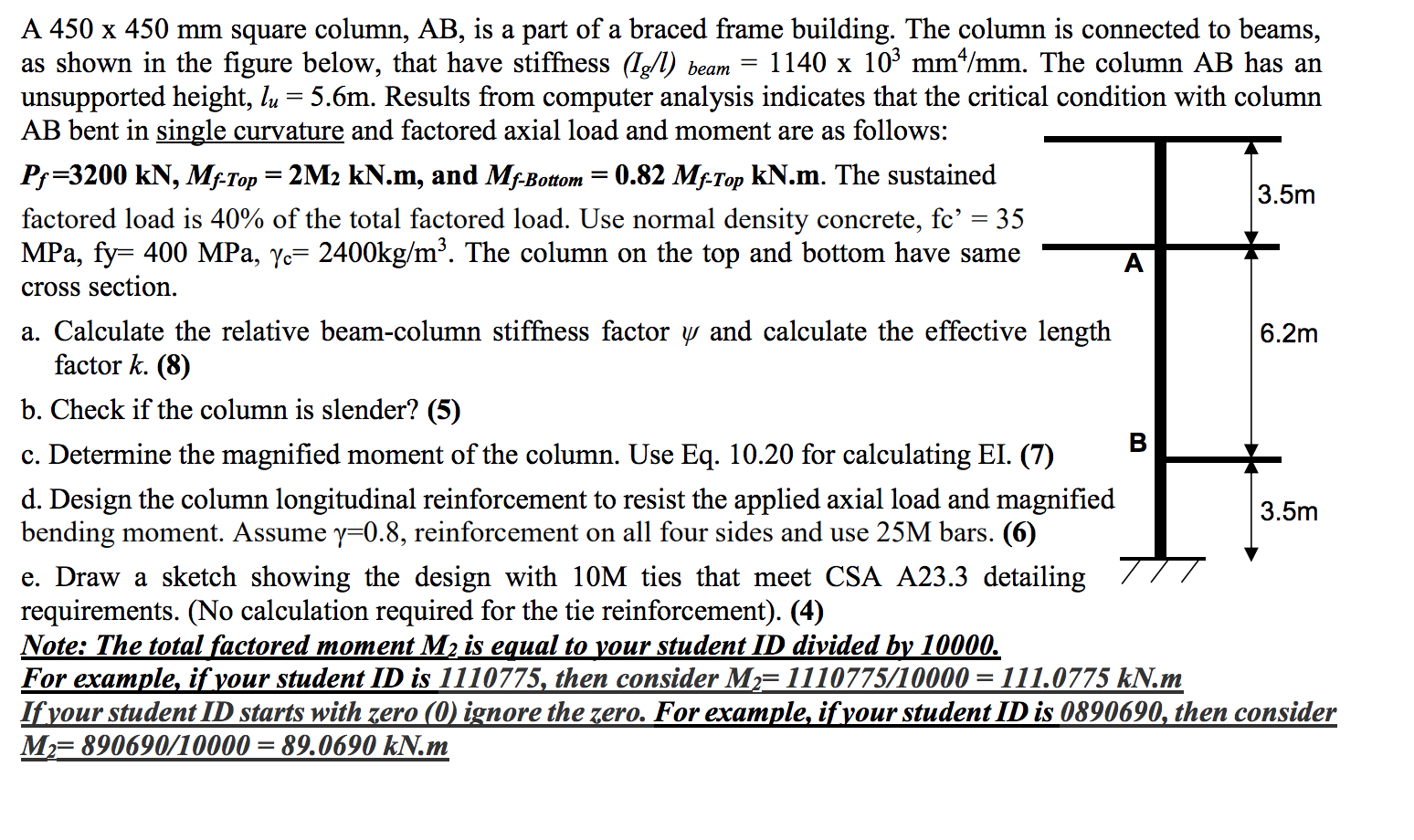 Solved A 450 x 450 mm square column, AB, is a part of a | Chegg.com