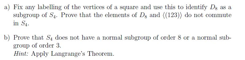 Solved a) Fix any labelling of the vertices of a square and | Chegg.com