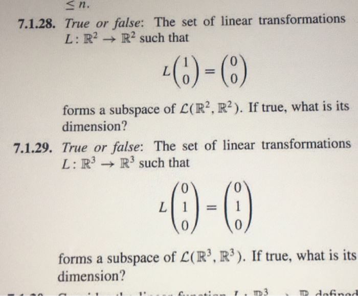 Solved 7.1.28. True or false: The set of linear | Chegg.com