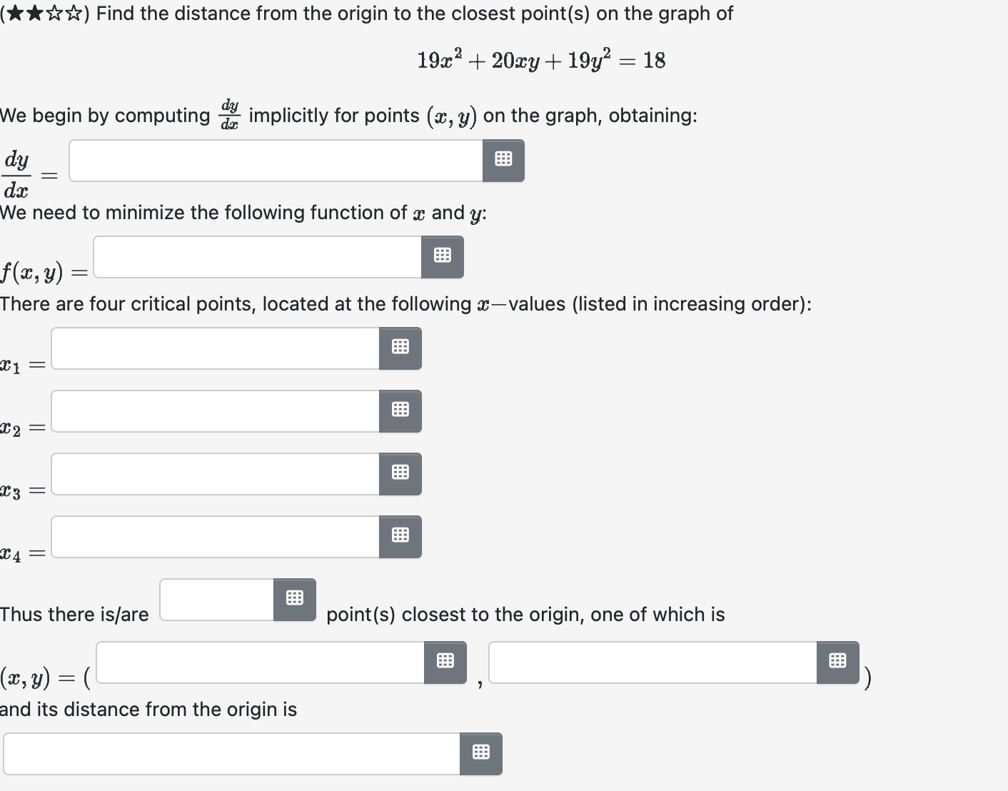 Solved Find the distance from the origin to the closest | Chegg.com