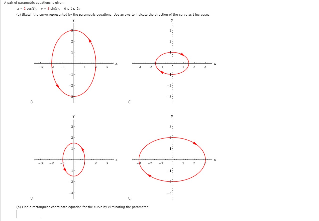Solved A pair of parametric equations is given. x = 2 | Chegg.com