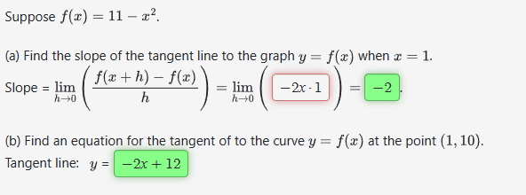 Solved Suppose f(x)=11−x2. (a) Find the slope of the tangent | Chegg.com