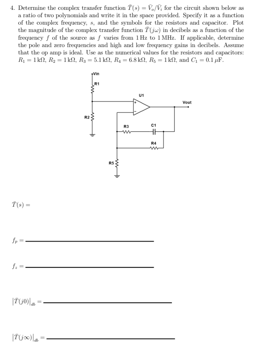 Solved Determine the complex transfer function | Chegg.com