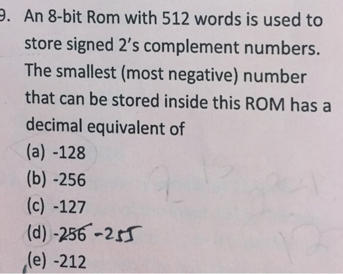 Solved An 8-bit Rom with 512 words is used to store signed | Chegg.com