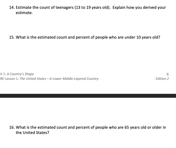 14. Estimate the count of teenagers (13 to 19 years | Chegg.com