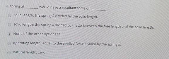 Solved A spring at would have a resultant force of solid | Chegg.com