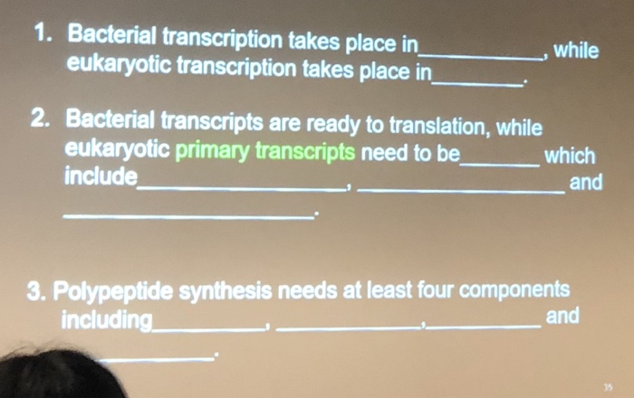 Solved 1. Bacterial transcription takes place in eukaryotic | Chegg.com