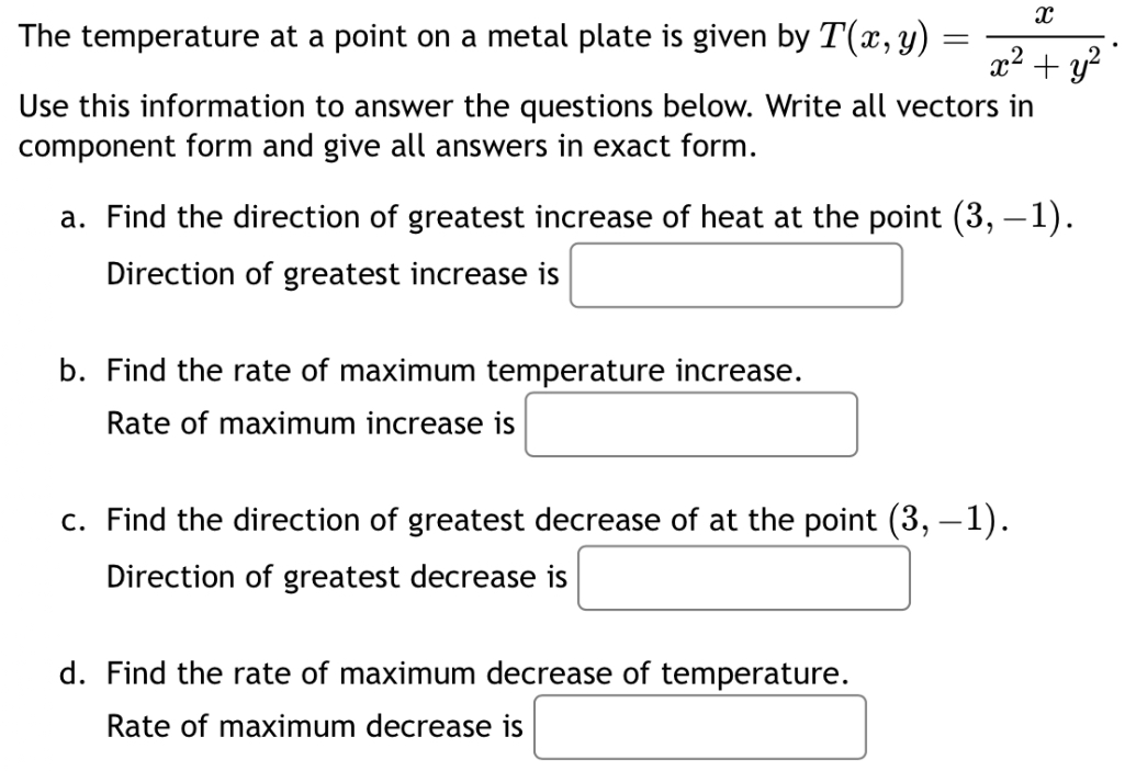 Solved The temperature at ﻿a point on ﻿a metal plate is | Chegg.com