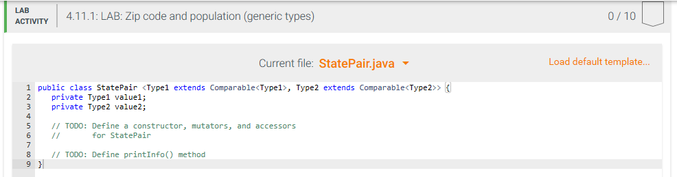 Solved: 411 Lab Zip Code Population Generic Types Define C