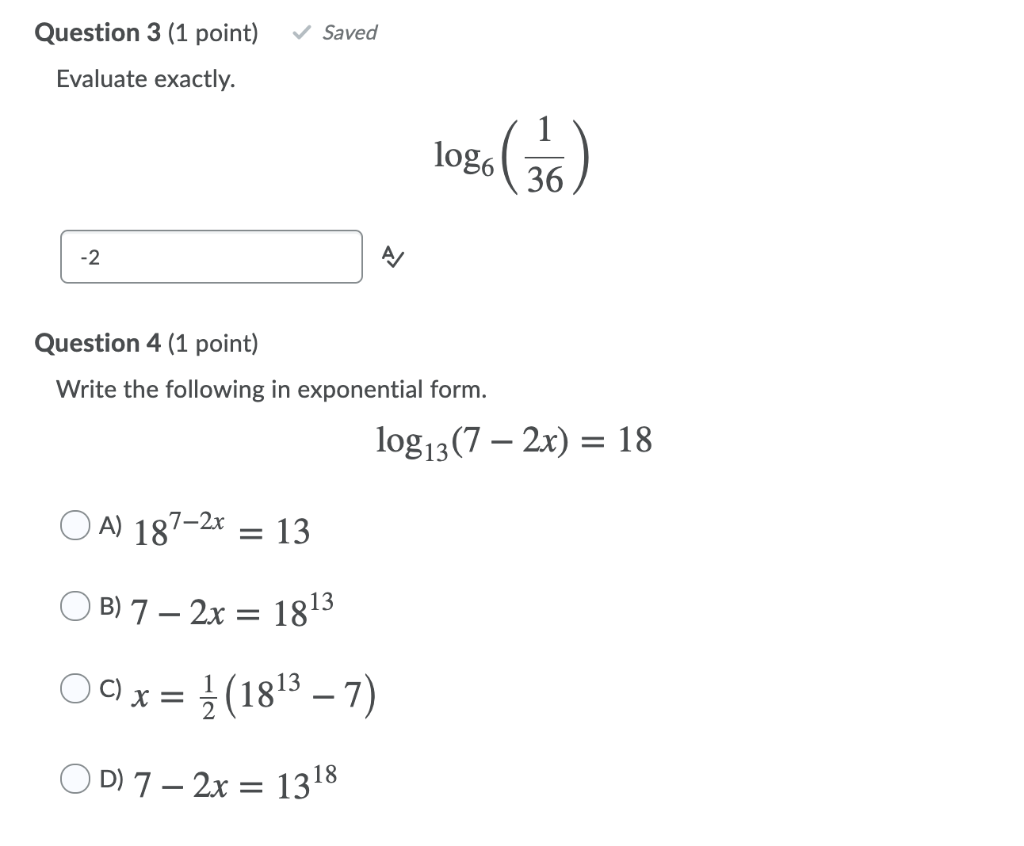 Solved Saved Question 3 (1 point) Evaluate exactly. logo | Chegg.com