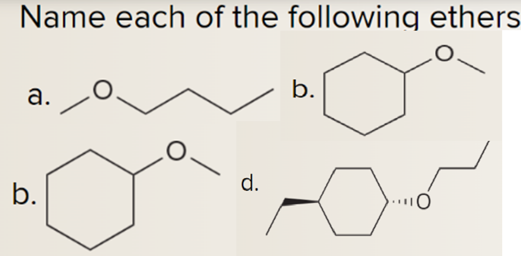 Solved Name each of the following ethers a. a b. b. d. | Chegg.com