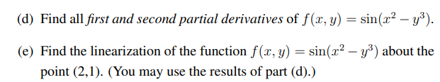 Solved (d) Find all first and second partial derivatives of | Chegg.com