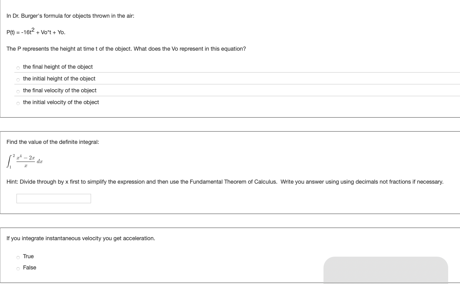 Solved In Dr. Burger's formula for objects thrown in the | Chegg.com