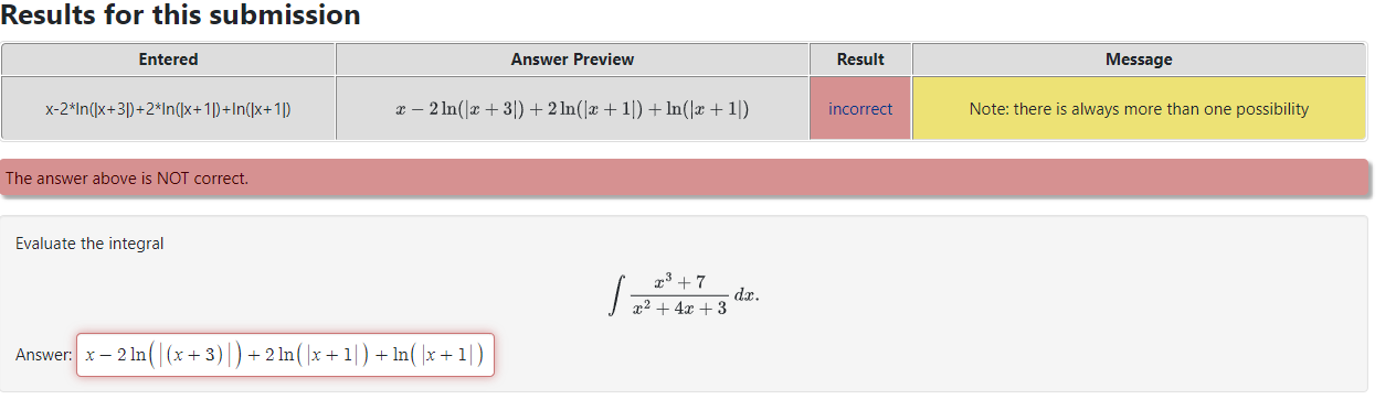 Solved Results for this submission The answer above is NOT | Chegg.com