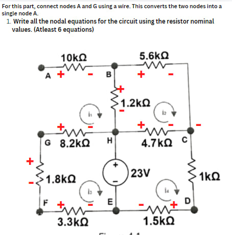 Solved USE NODAL ANALYSISFor this part, connect nodes A and | Chegg.com