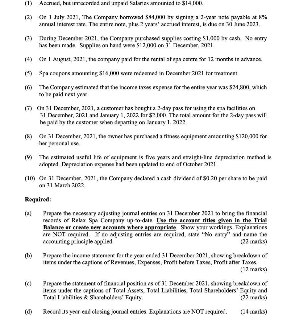 Solved Total Marks: 100 marks Question 1 (70 marks) Relax | Chegg.com