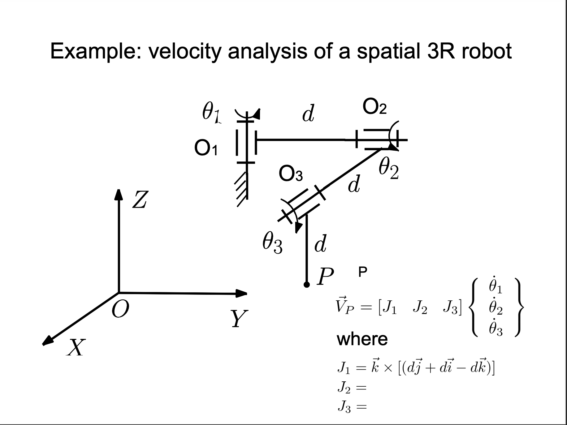 Solved Example: velocity analysis of a spatial 3R ﻿robot | Chegg.com