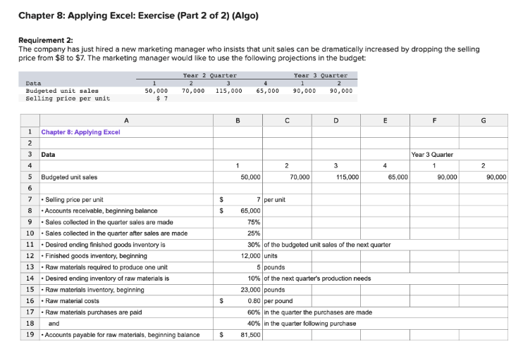 Solved Chapter 8: Applying Excel: Exercise (Part 2 of 2) | Chegg.com