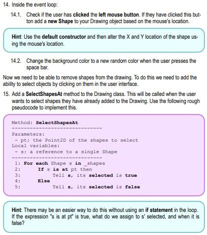 Solved Instructions This task continues the Shape Drawer | Chegg.com