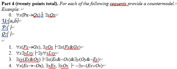 Solved Part 4 (twenty points total). For each of the | Chegg.com