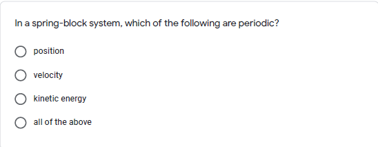 Solved In a spring-block system, which of the following are | Chegg.com