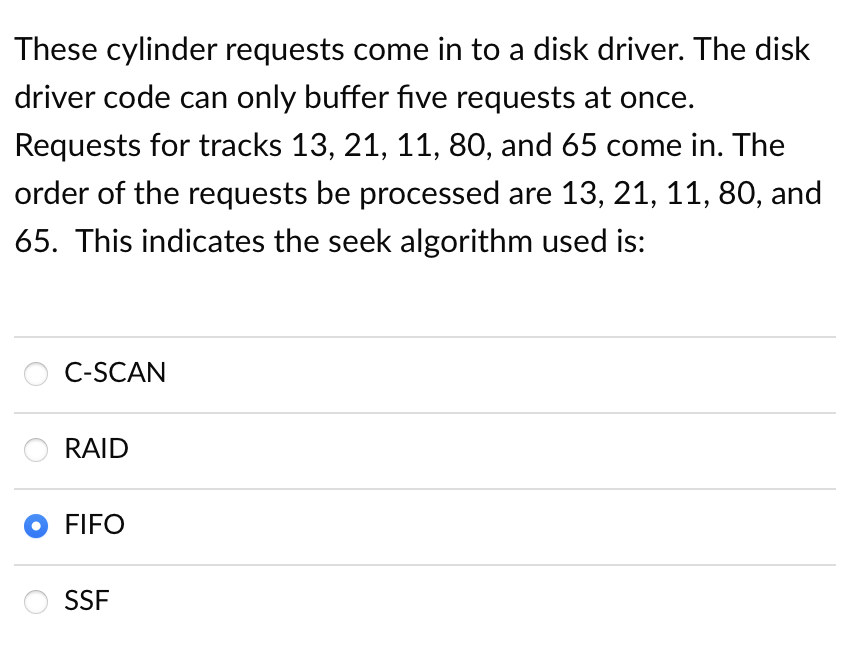 Solved These cylinder requests come in to a disk driver. The | Chegg.com