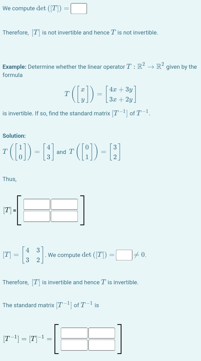 Solved Standard Matrix of an Inverse Linear Operator The | Chegg.com