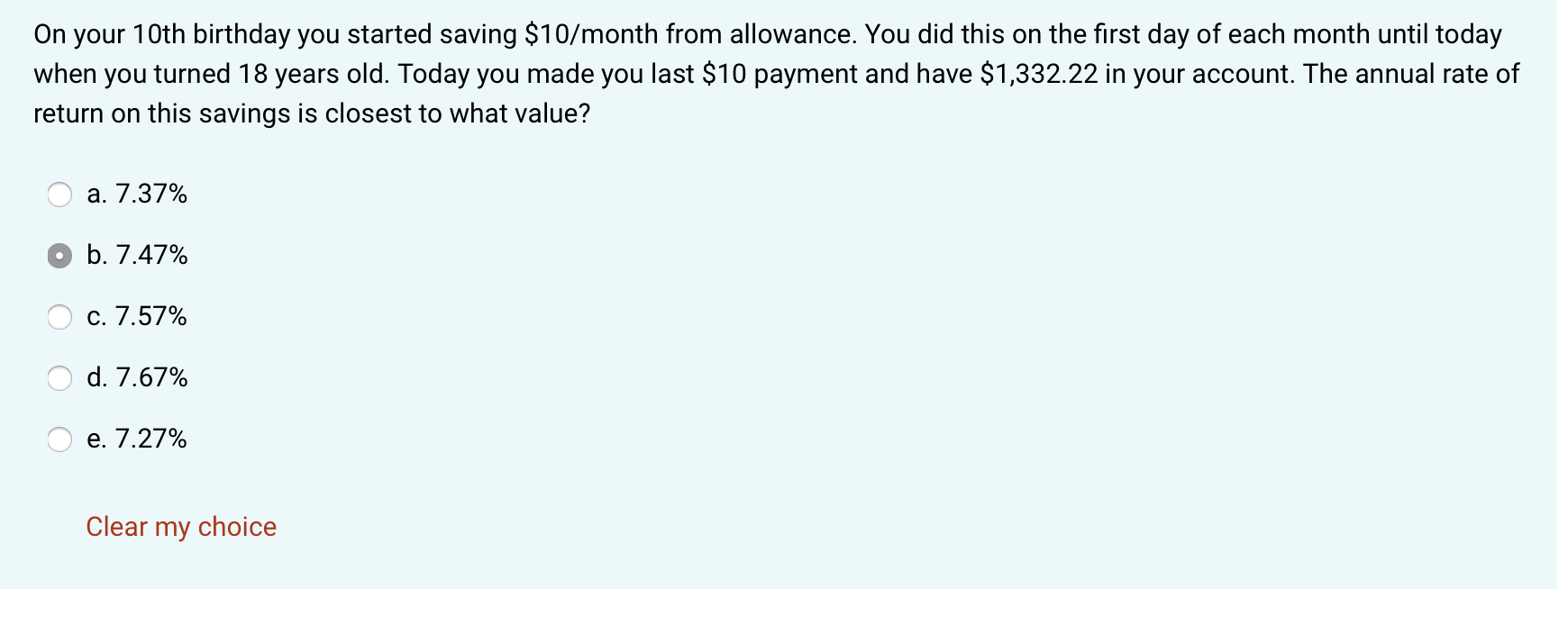 Solved On your 10th birthday you started saving $10/month | Chegg.com