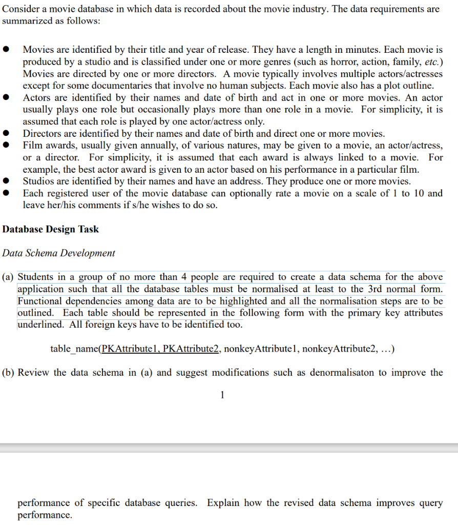Solved Consider a movie database in which data is recorded | Chegg.com