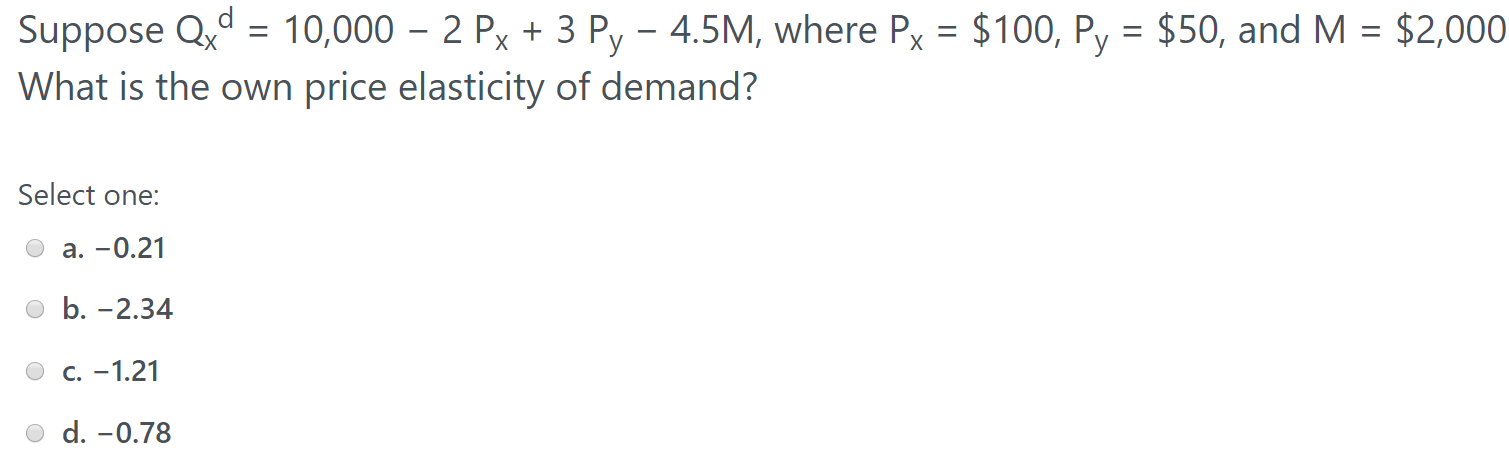 Solved Suppose Qx d = 10,000 – 2 Px + 3 Py – 4.5M, where Px | Chegg.com