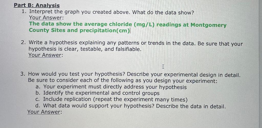 Part B: Analysis 1. Interpret the graph you created | Chegg.com