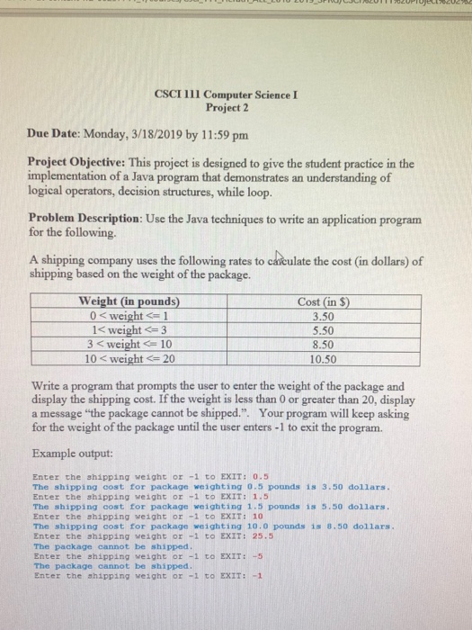 Solved CSCI II Computer Science I Project 2 Due Date: | Chegg.com
