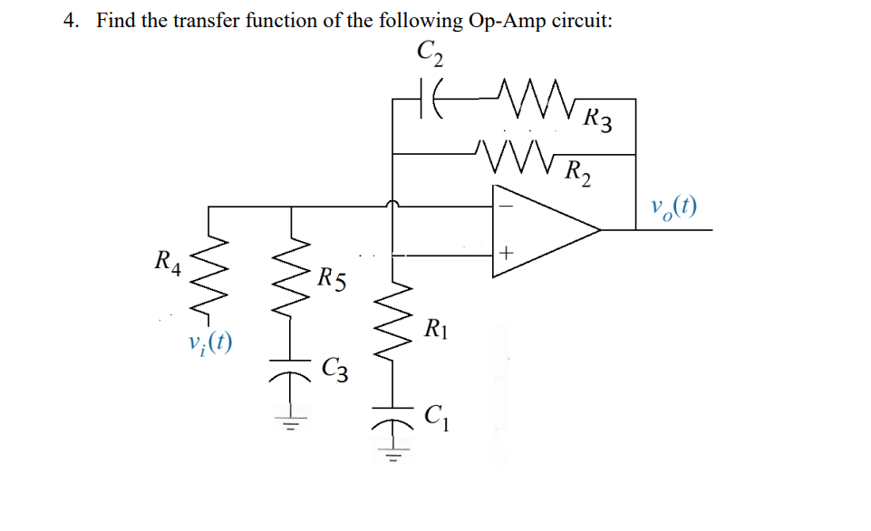 Solved 4. Find the transfer function of the following Op-Amp | Chegg.com