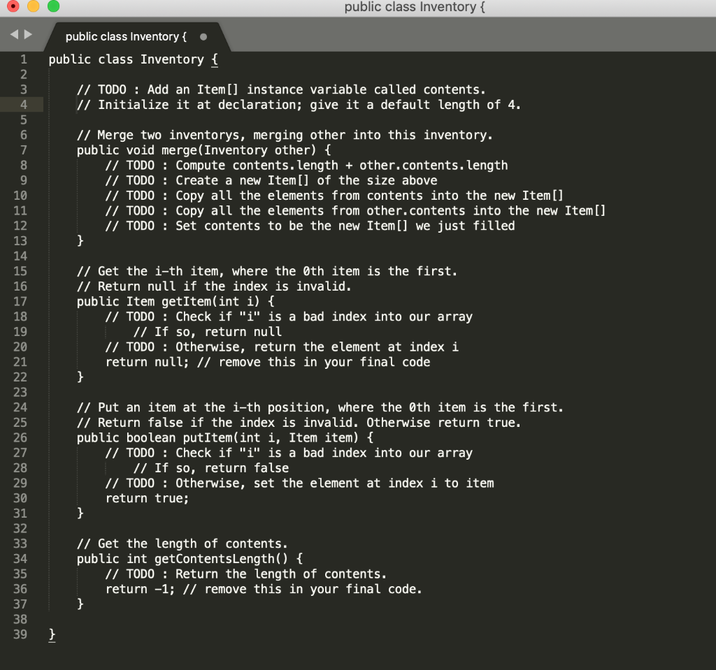 Solved public class Inventory public class Inventory . 1 | Chegg.com