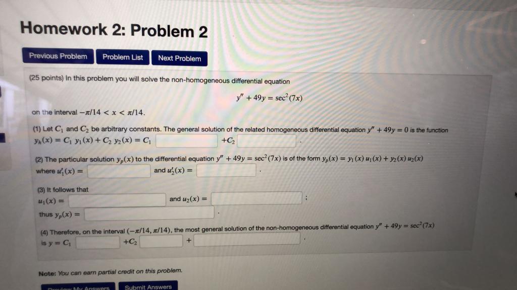 Solved Homework 2 Problem 2 Previous Problem Problem List Chegg