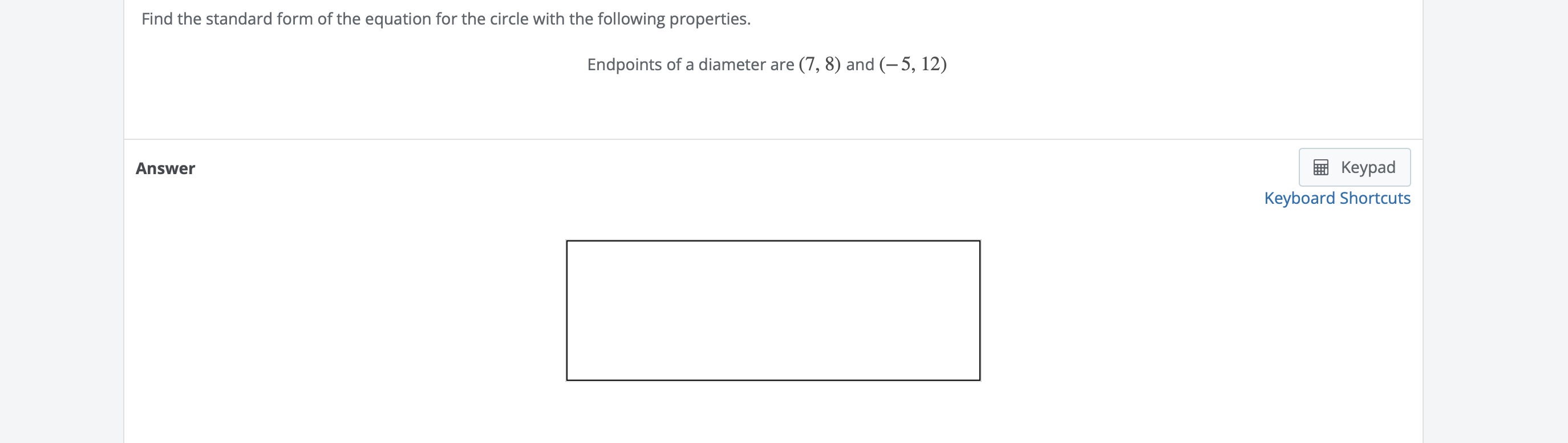 Solved Find the standard form of the equation for the circle | Chegg.com