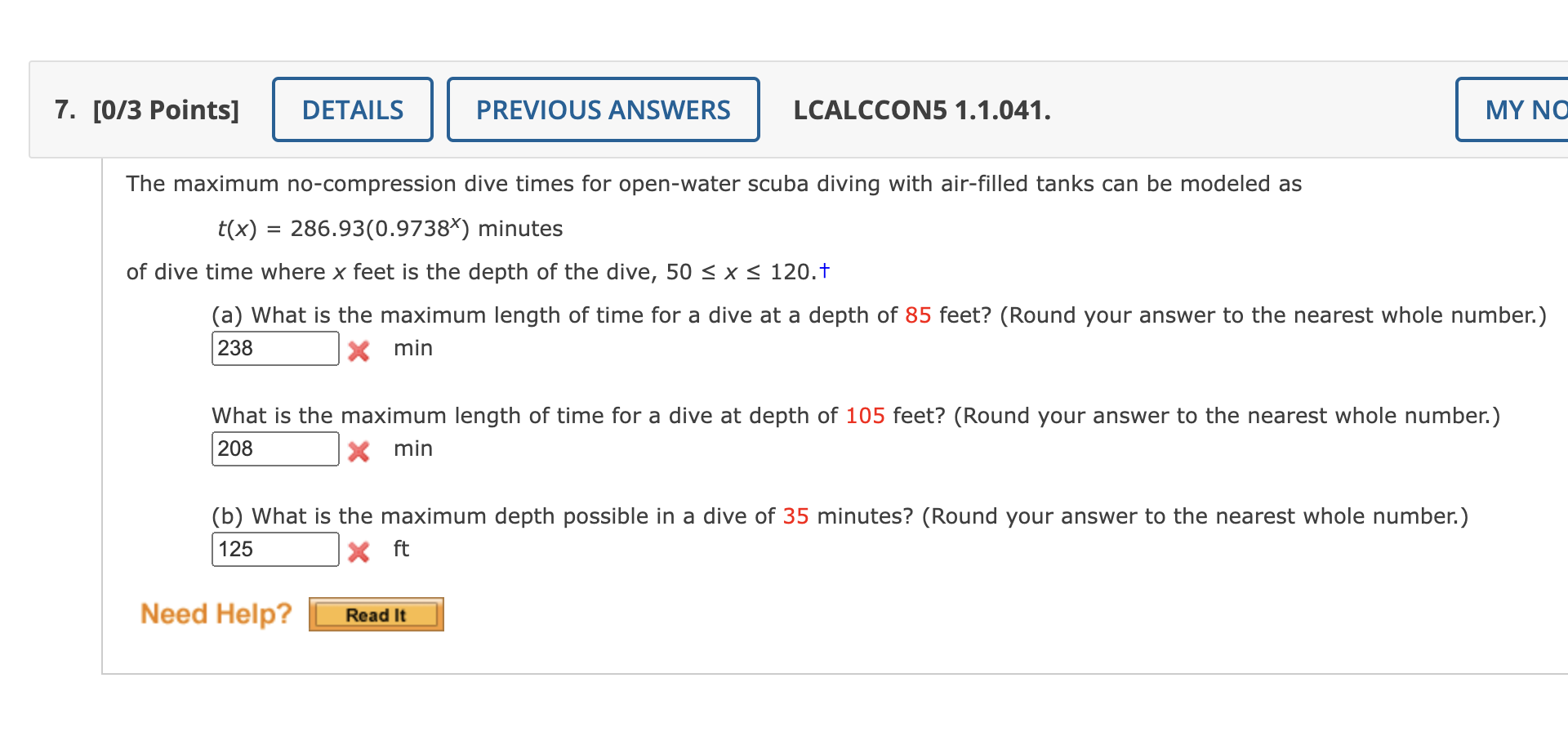 Solved The maximum no-compression dive times for open-water | Chegg.com