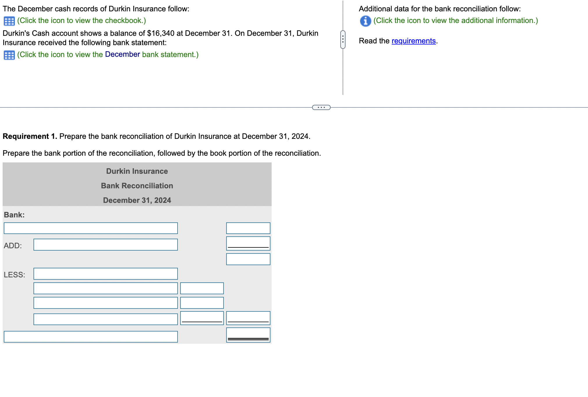 Solved The December cash records of Durkin Insurance follow: | Chegg.com