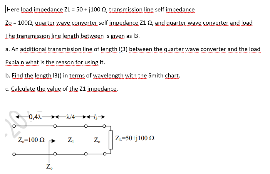 Solved Here load impedance ZL = 50 + j100 12, transmission | Chegg.com