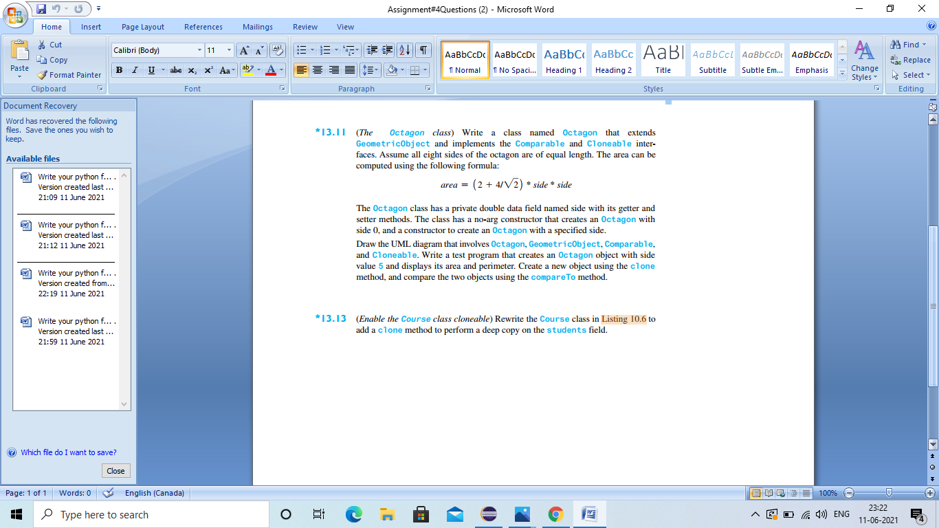 Solved 1311 The Octagon Class Write A Class Named 