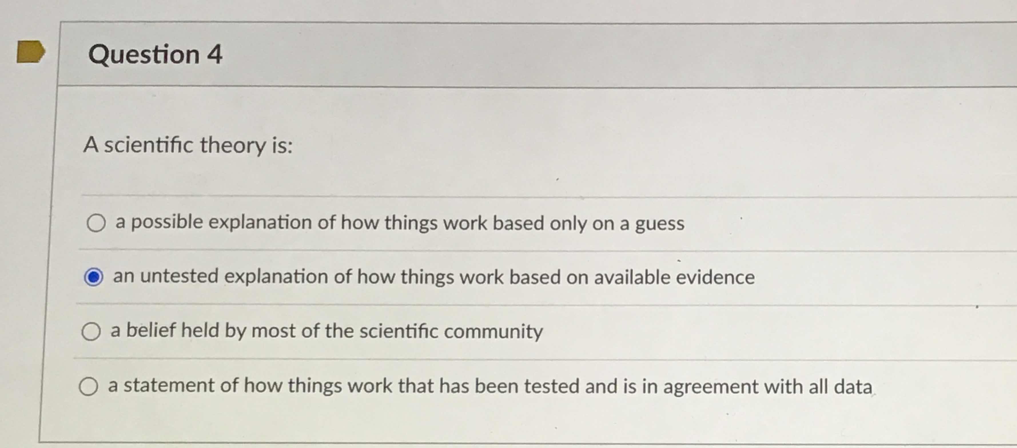 Solved Question 4A scientific theory is:a possible | Chegg.com