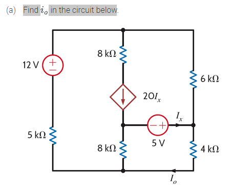 Solved (a) Find io in the circuit below. | Chegg.com