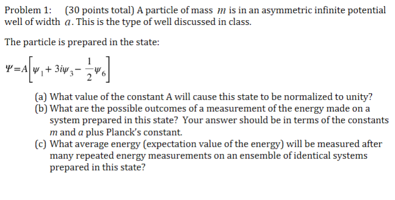 Solved Problem 1: (30 points total) A particle of mass m is | Chegg.com